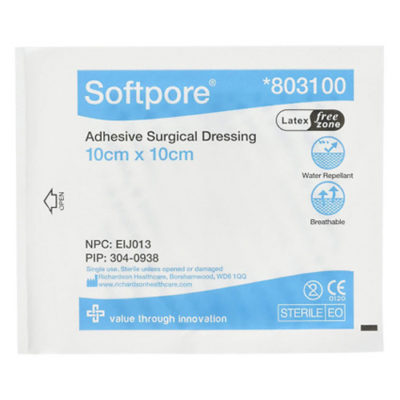 Softpore Dressing 10 X 10cm 803100 - Pack Of 50 - CRM Global Ltd